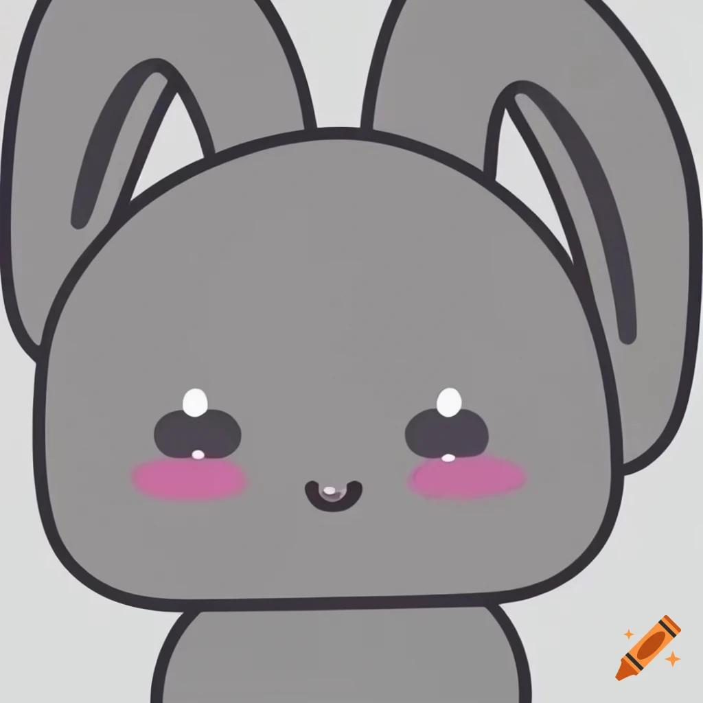 Cartoon kawaii bunny gray face