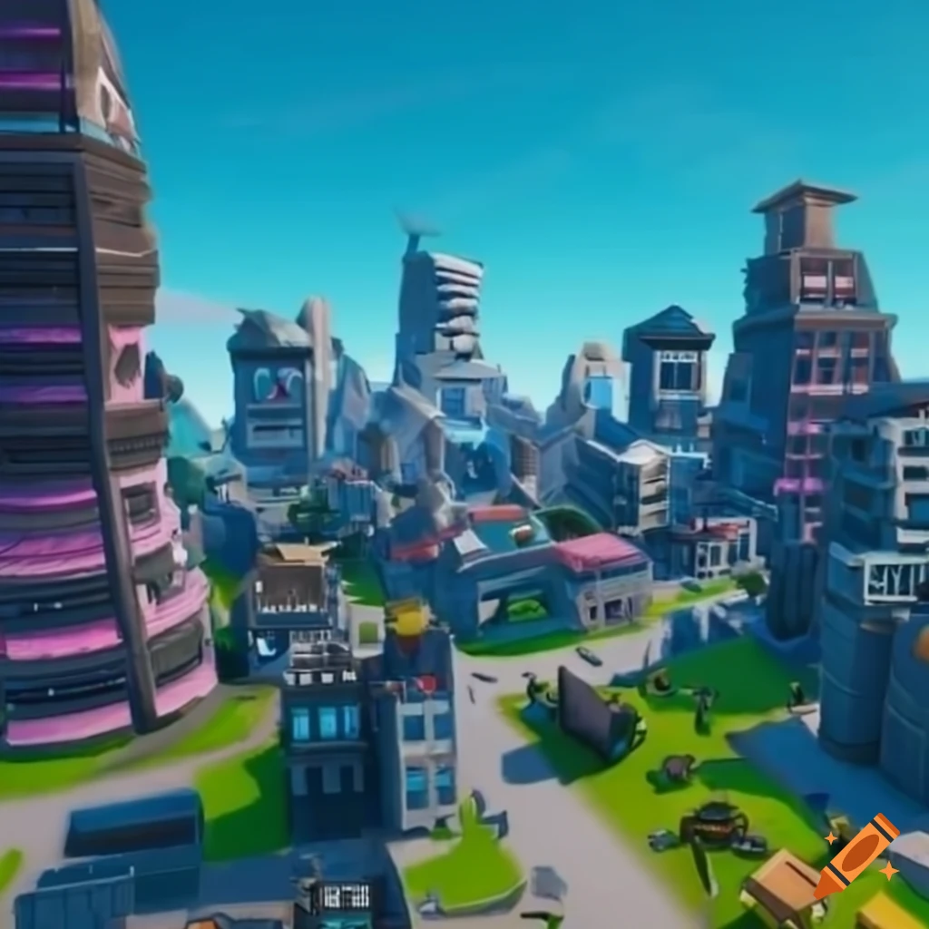 Image of mega city in fortnite game on Craiyon