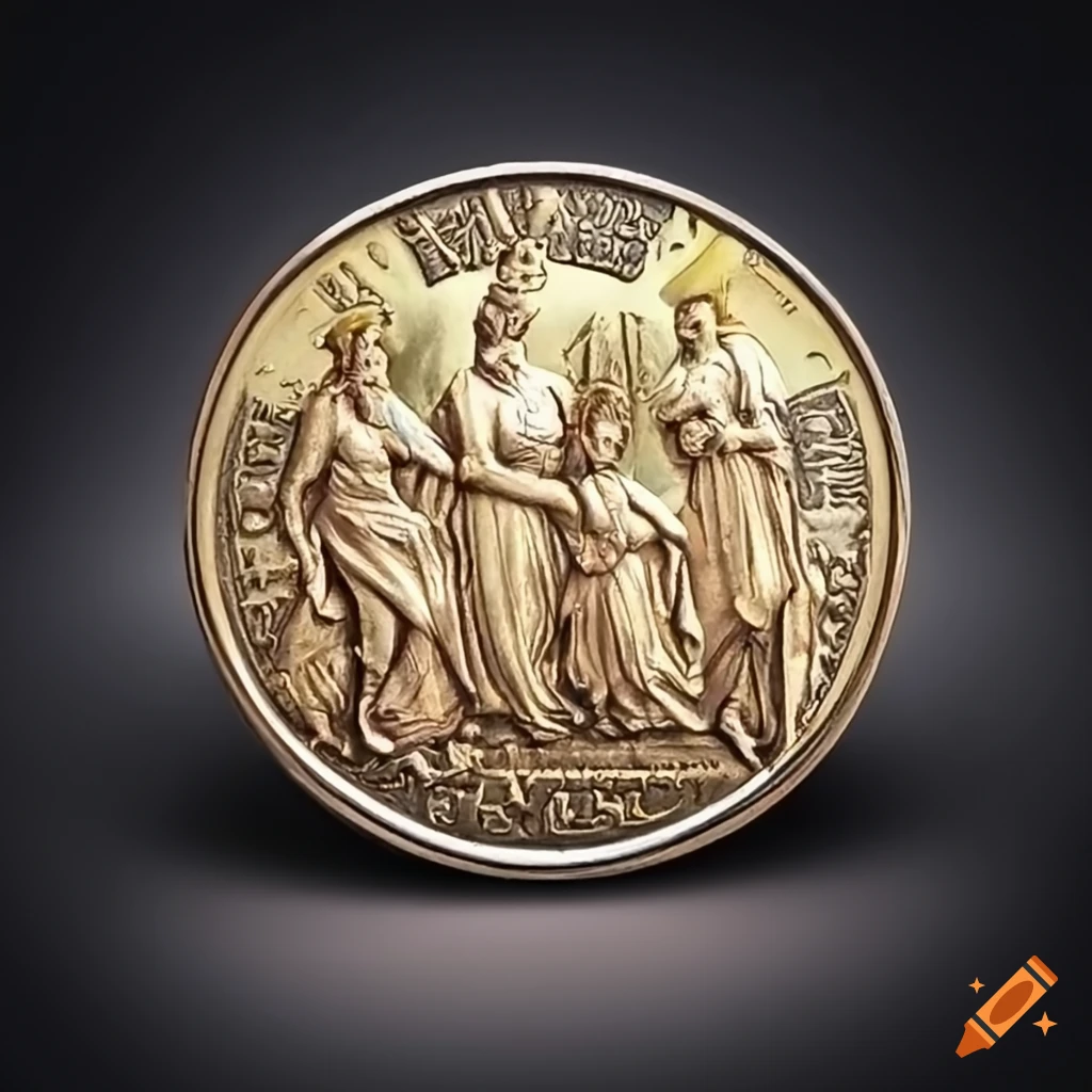 Both sides of a realistic commemorative coin celebrating the holy roman ...