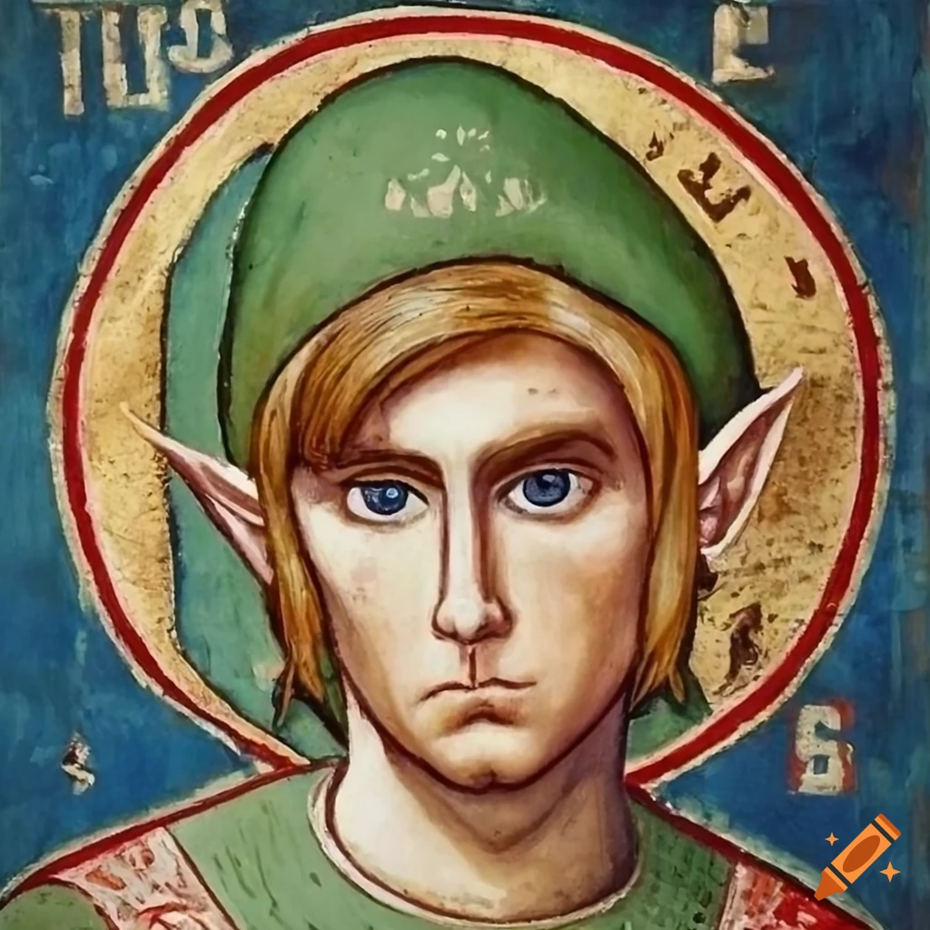Medieval portrait of link from the legend of zelda, 1322 Tempera on ...