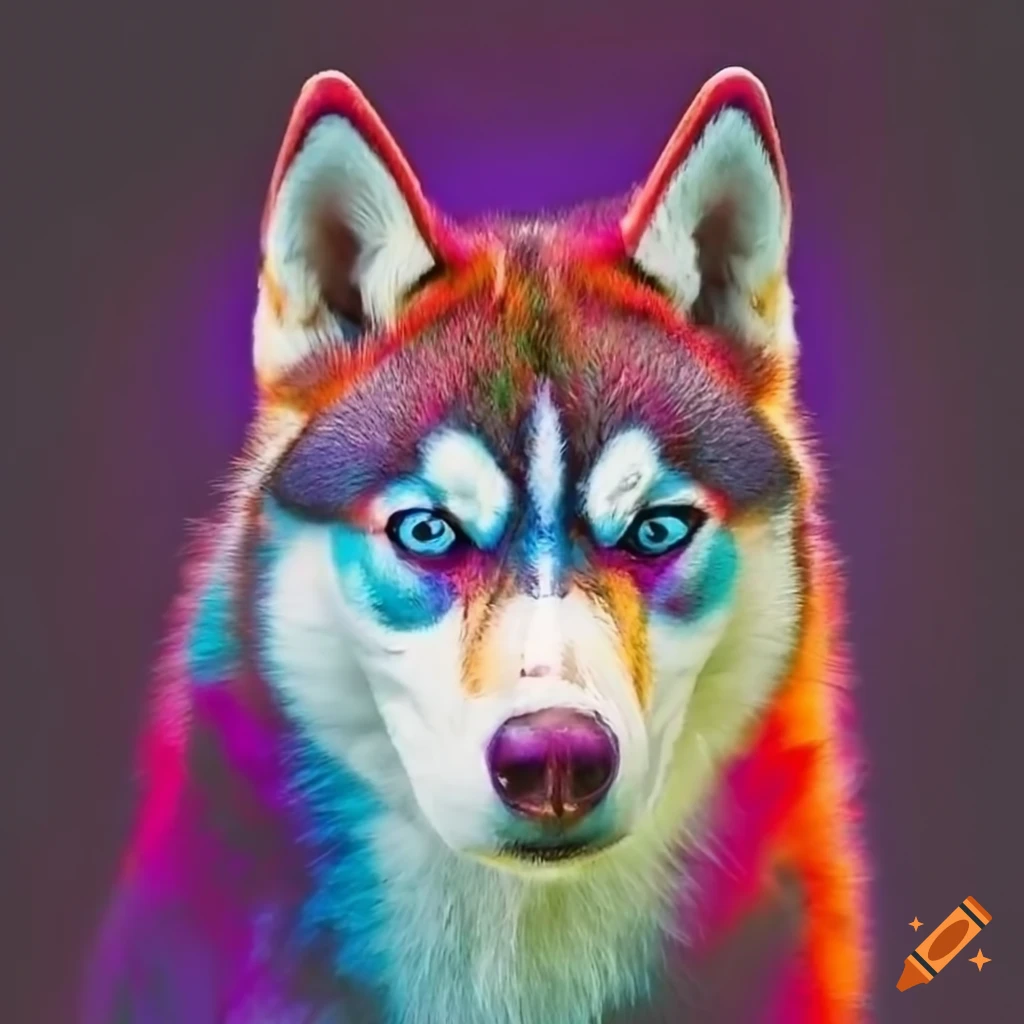 A colorful husky
