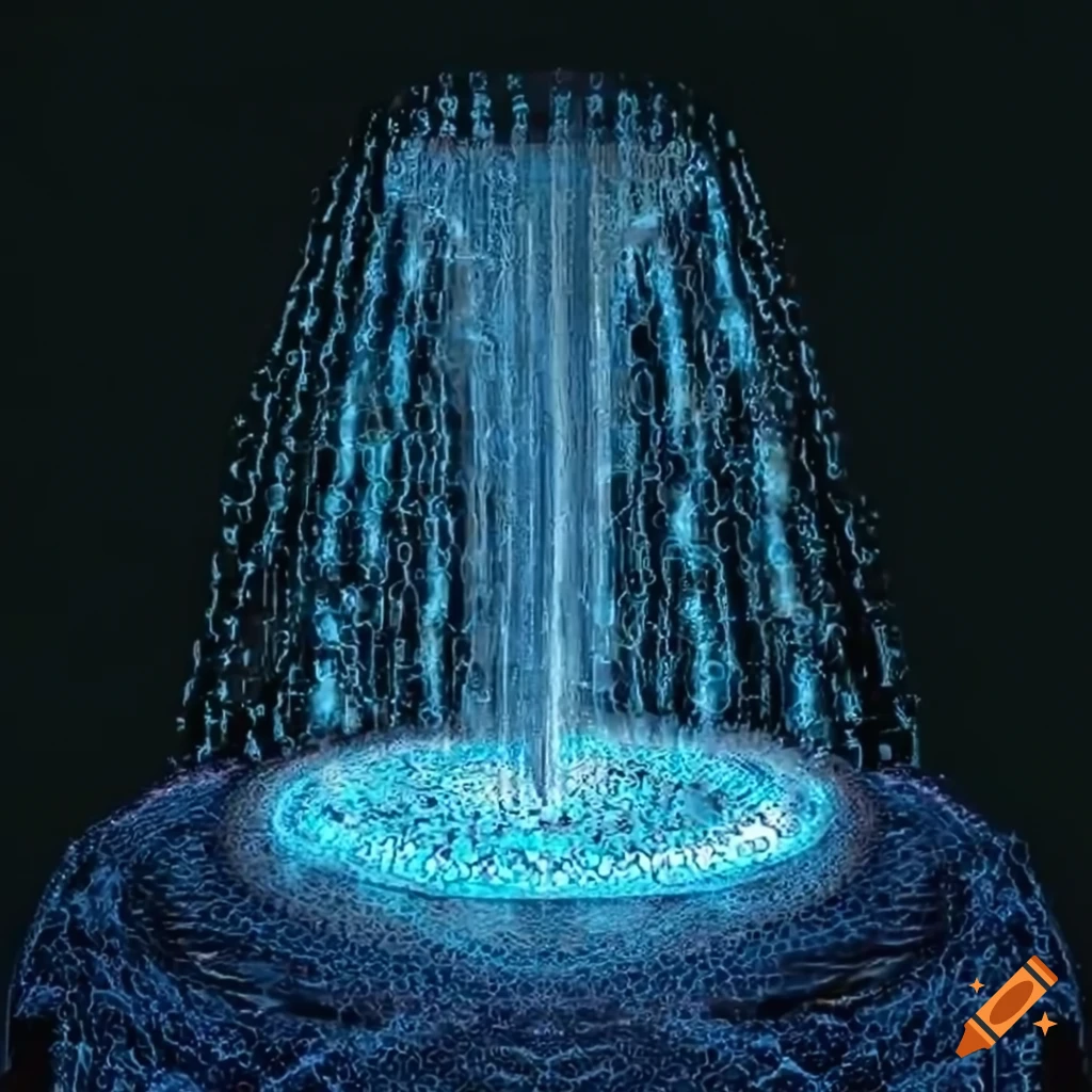 Abstract digital fountain made of binary code on Craiyon