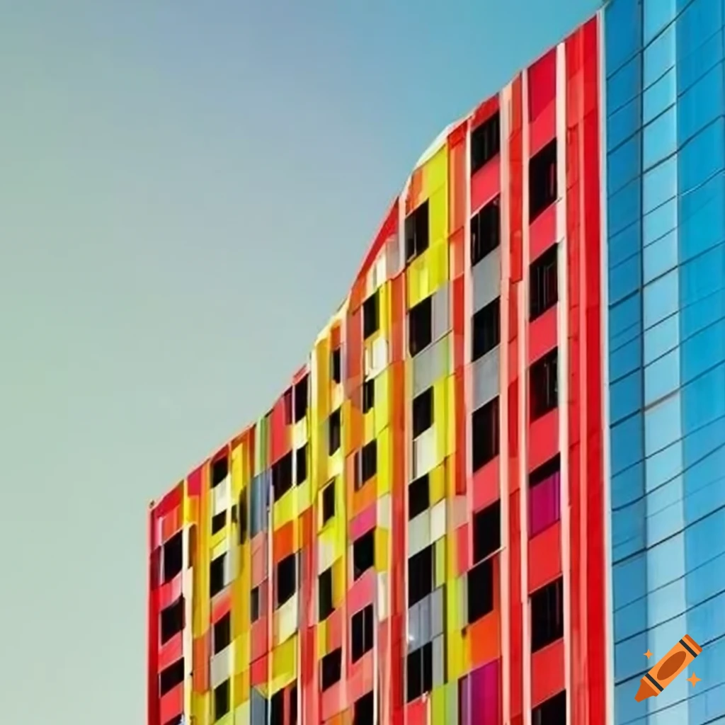 Colorful solar facade on a skyscraper on Craiyon