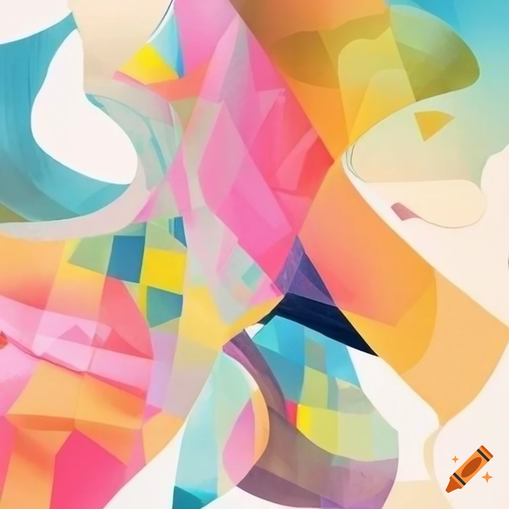 Colorful abstract collages with geometric shapes and bold lines