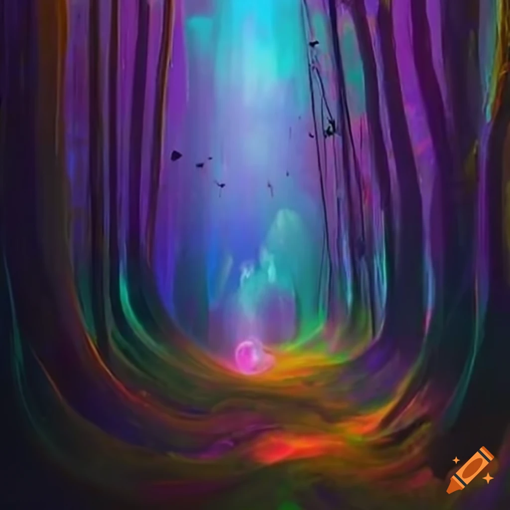 Hidden clearing with brigth colour and magical aura