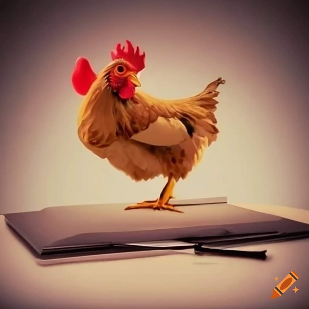 A chicken writing on a piece of paper on a desk with nerd glasses on ...