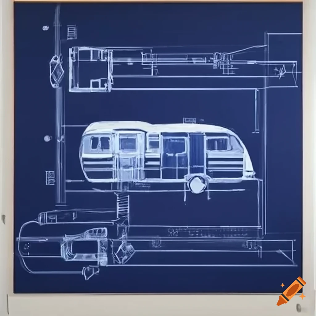 A blueprint of a caravan in two dimensions on Craiyon