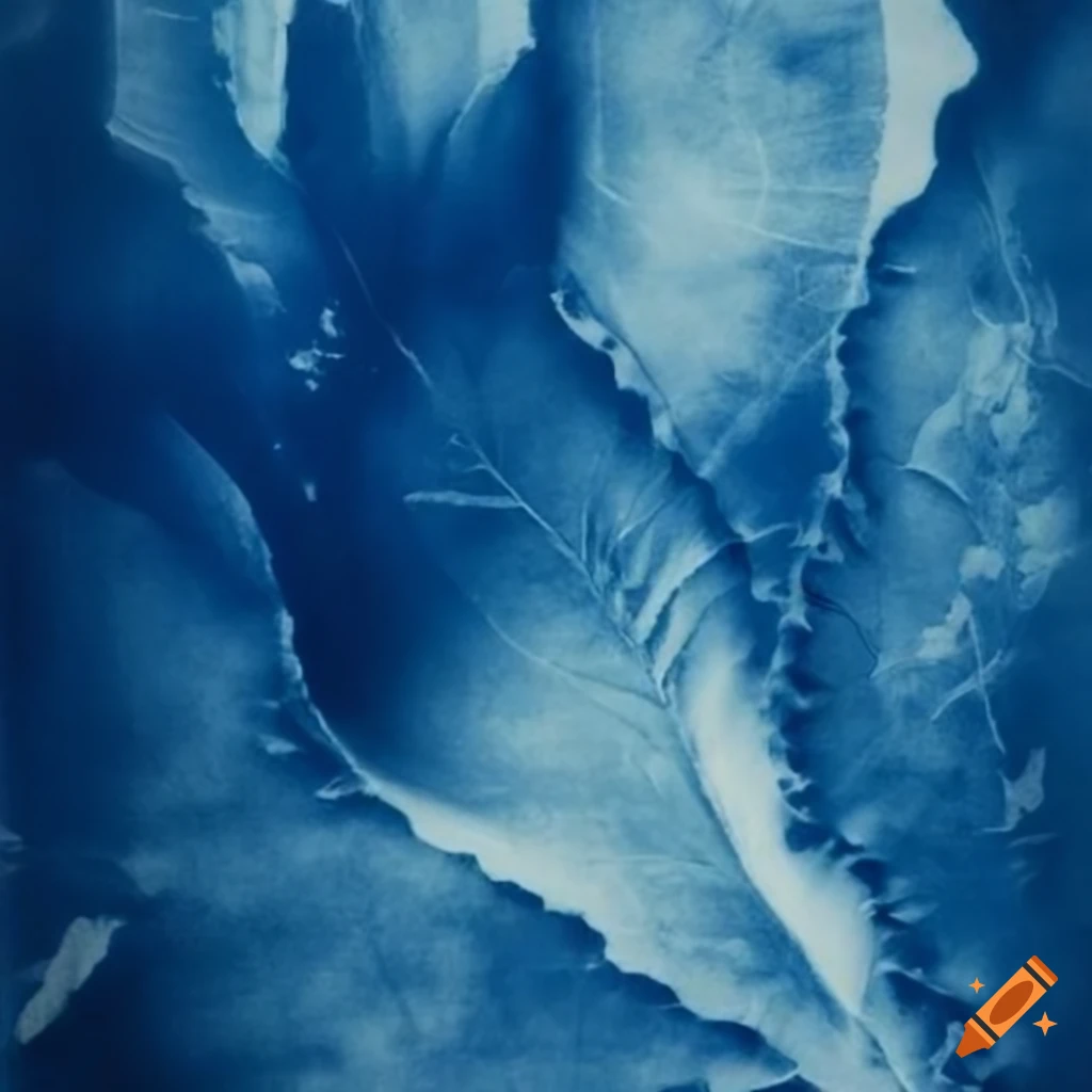 Experimental abstract organic photography in cyanotype in the ...