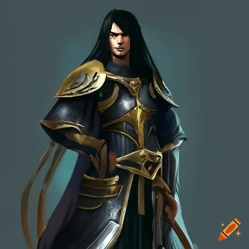 Long black hair, arabian noble, male, wearing fantasy armor on Craiyon