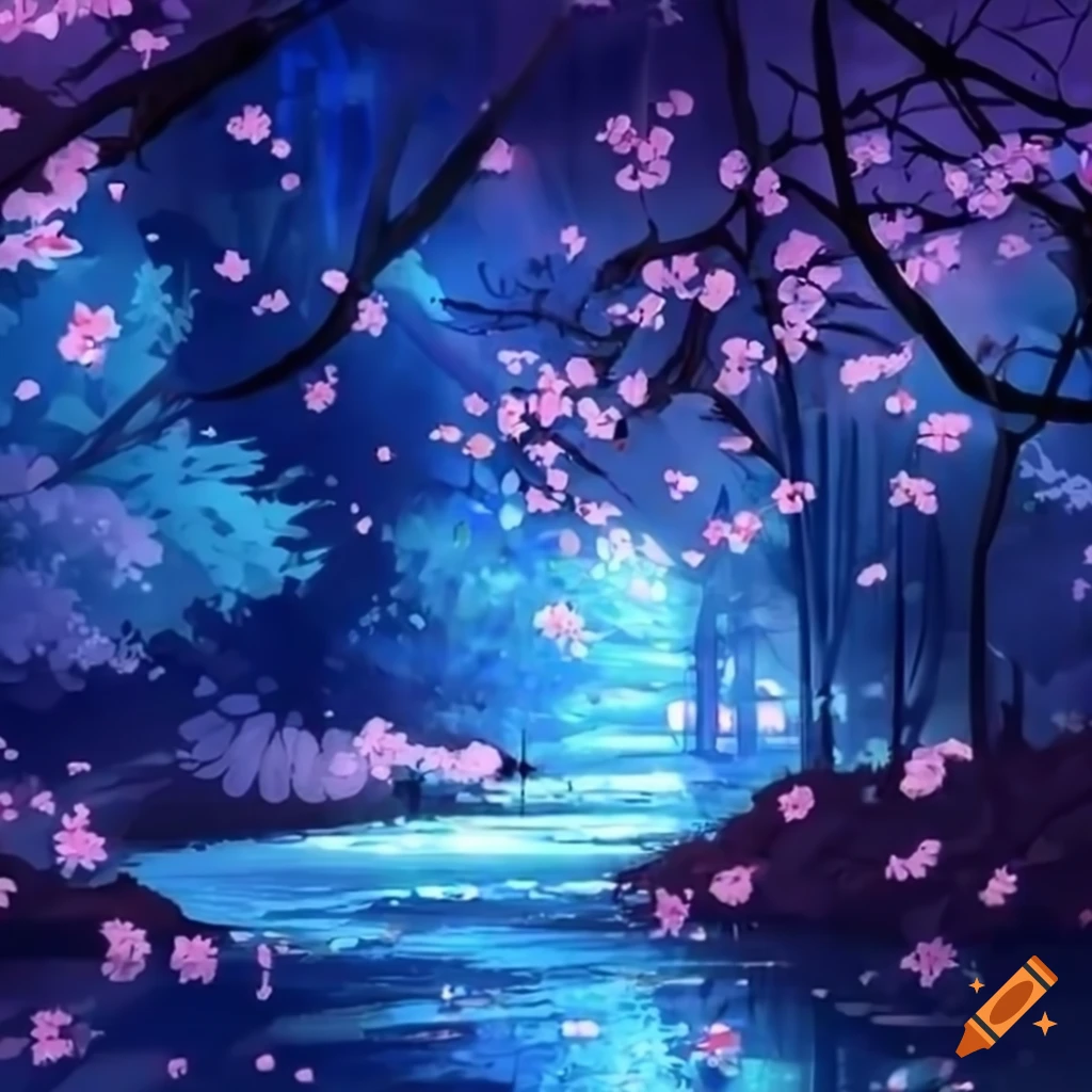 Blue sakura theme on Craiyon