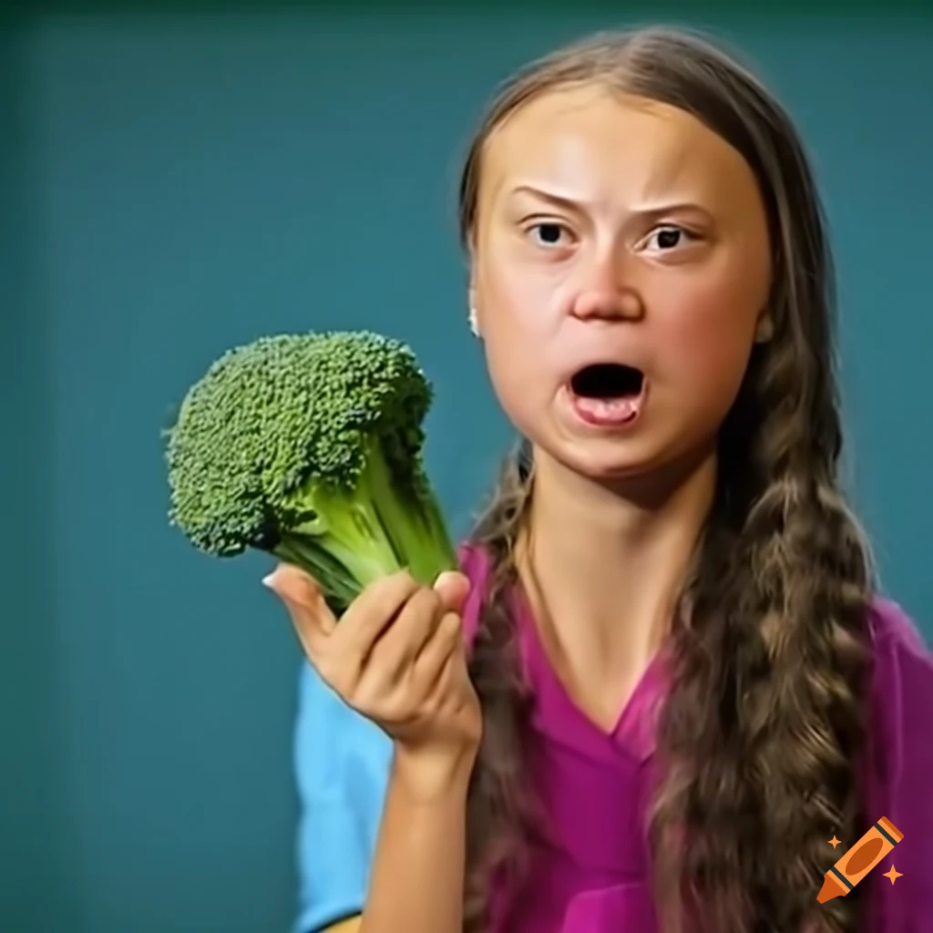 Greta thunberg angry about having to eat her broccoli