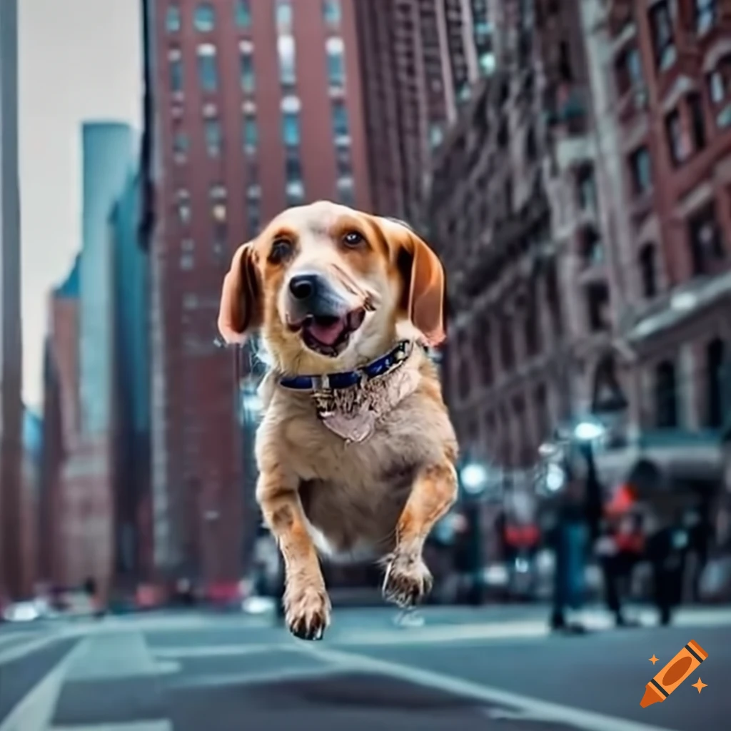 Perro volando por nueva york