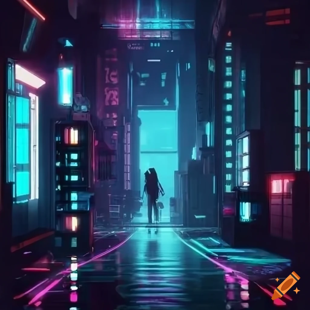 Cyberpunk indoor view