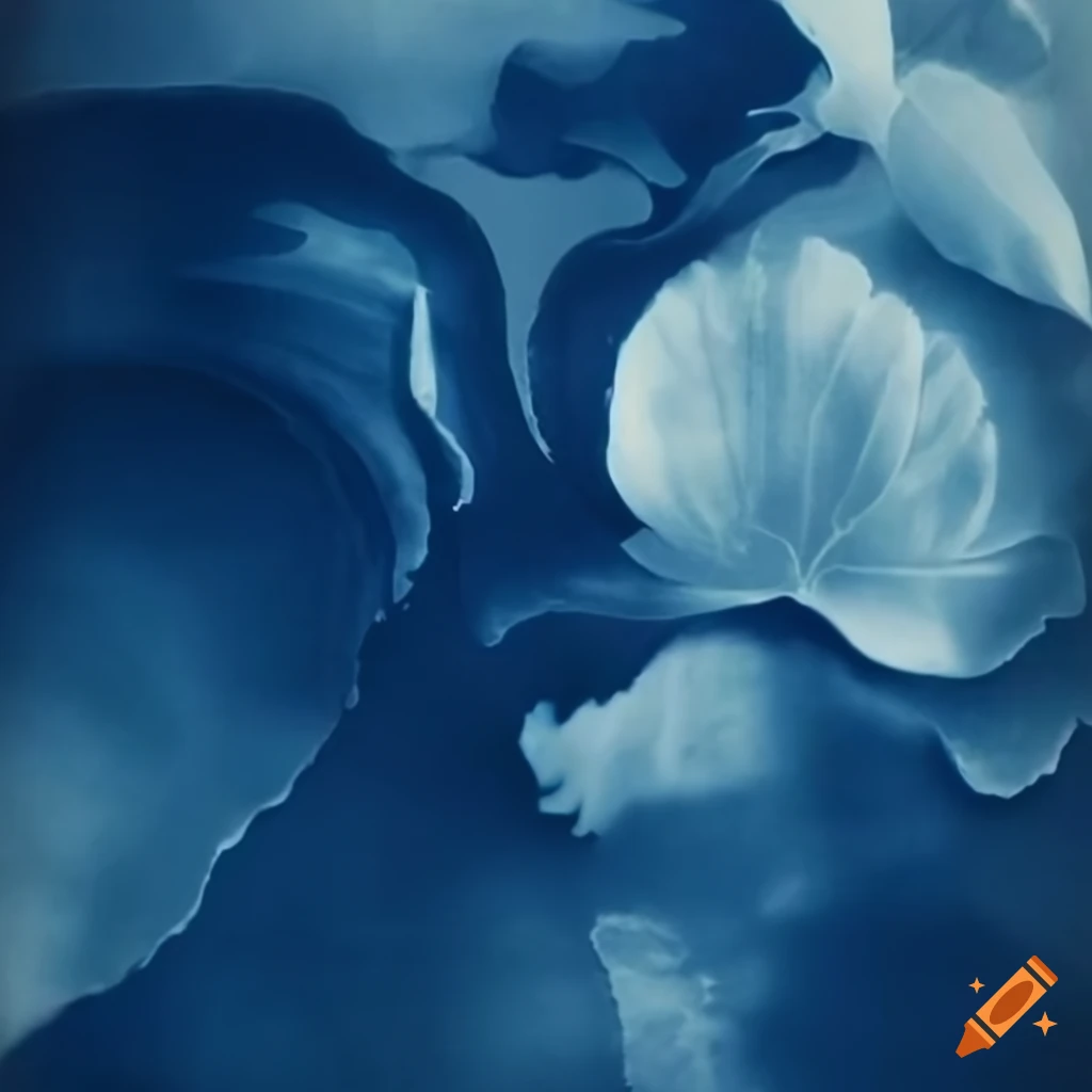 Experimental abstract organic photography in cyanotype in the ...