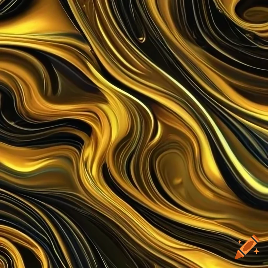 Abstract art gold fluid waves, curls