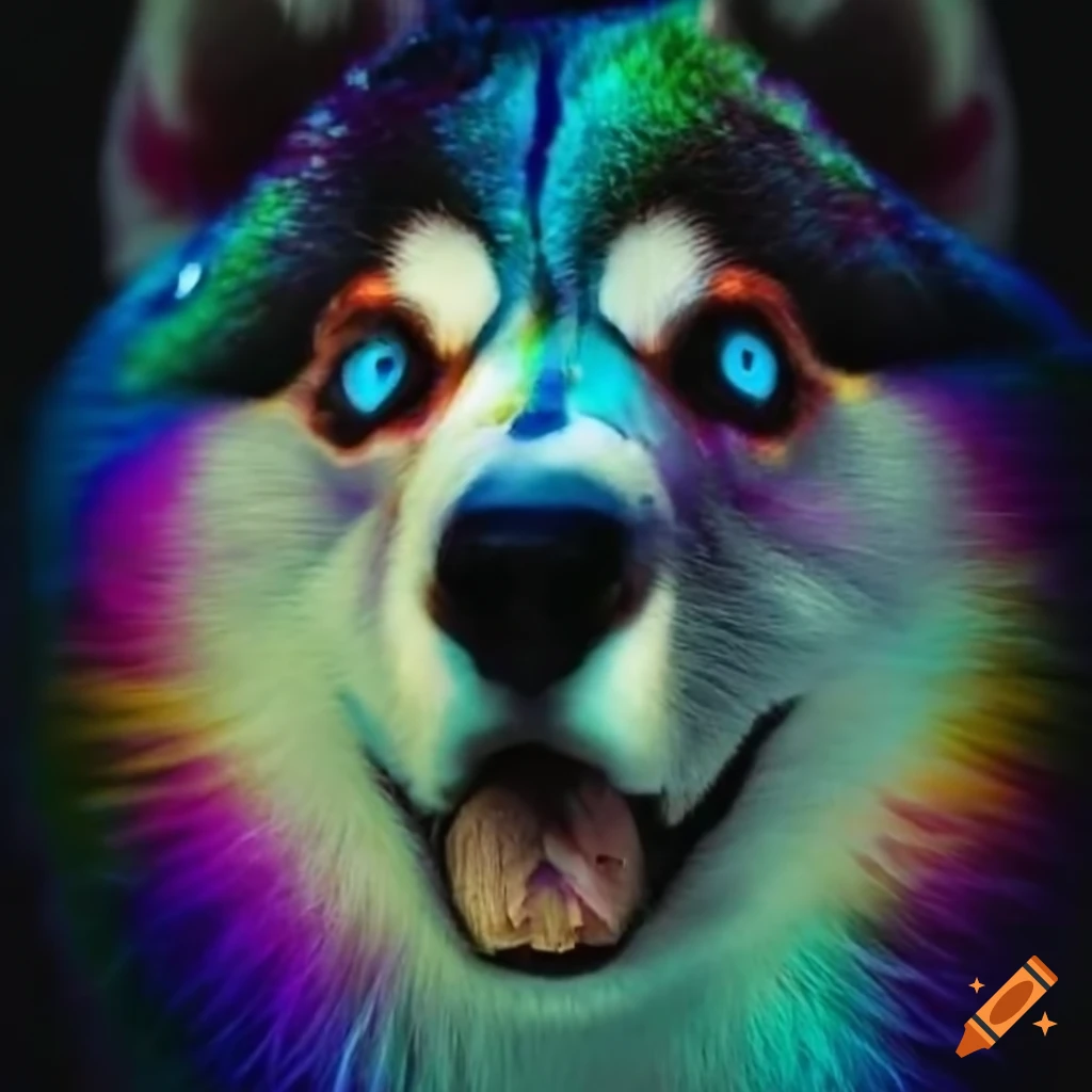 A colorful husky on Craiyon