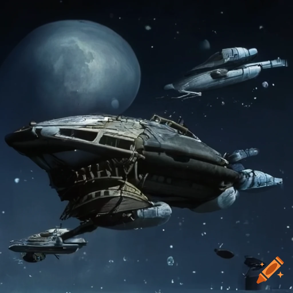 Trade federation cargo spaceship, chris foss, doug chiang on Craiyon