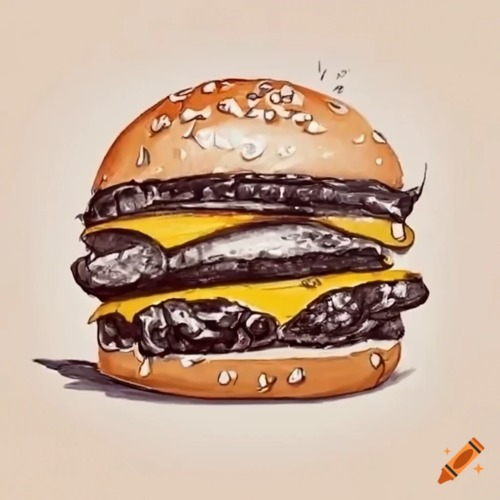 Realistic Hamburger Drawing