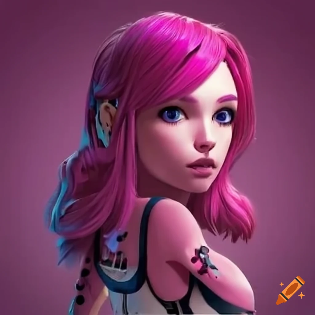 A girl who plays video games all pink named dialov on Craiyon