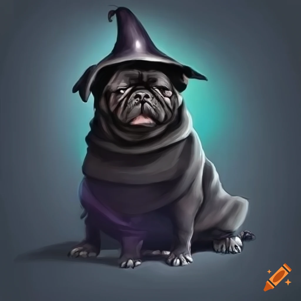 Black pug as a wizard on Craiyon