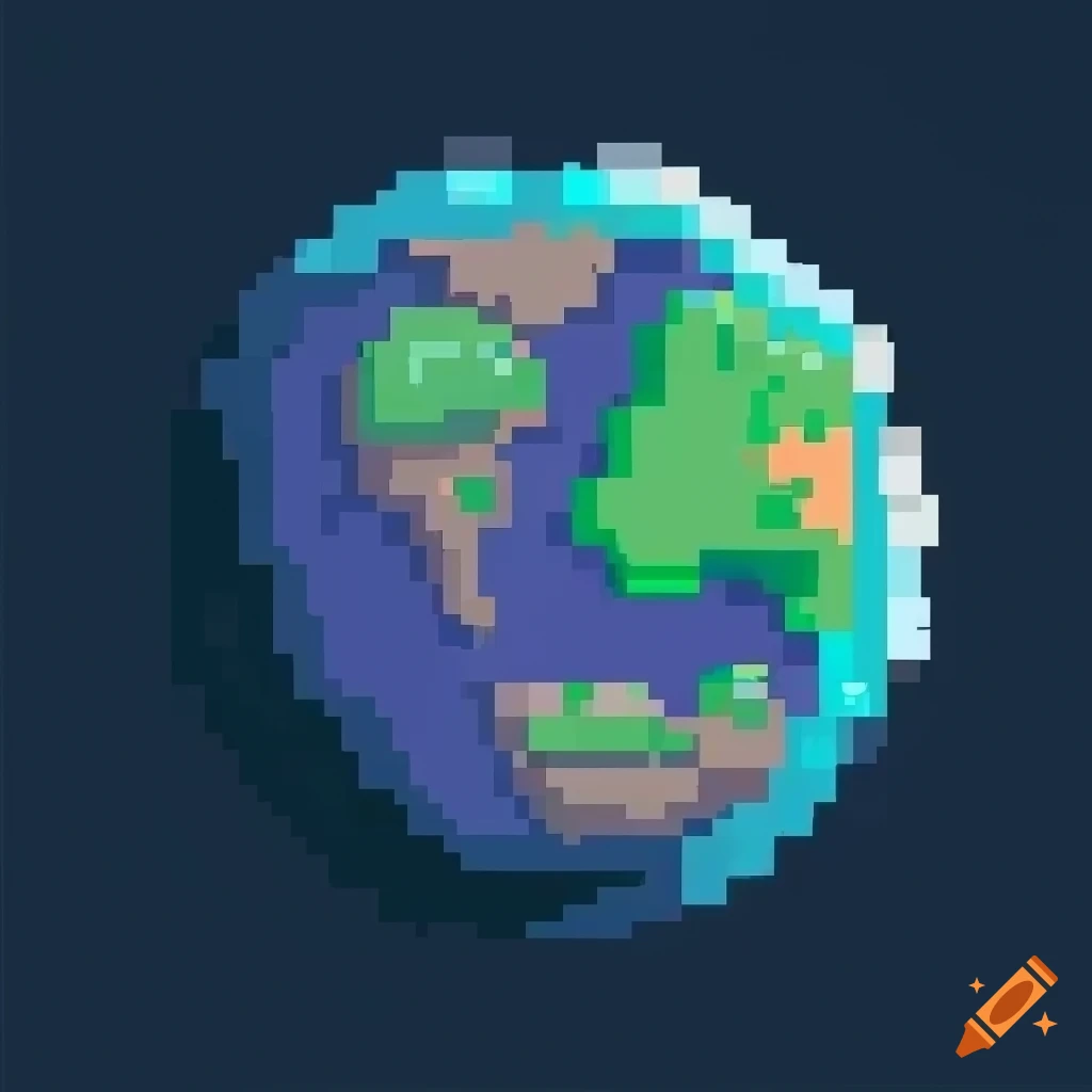 One planet in the space, pixelart style