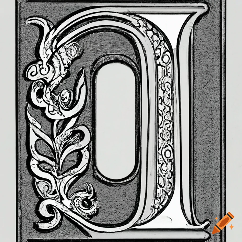 Art nouveau print of a drop cap letter c