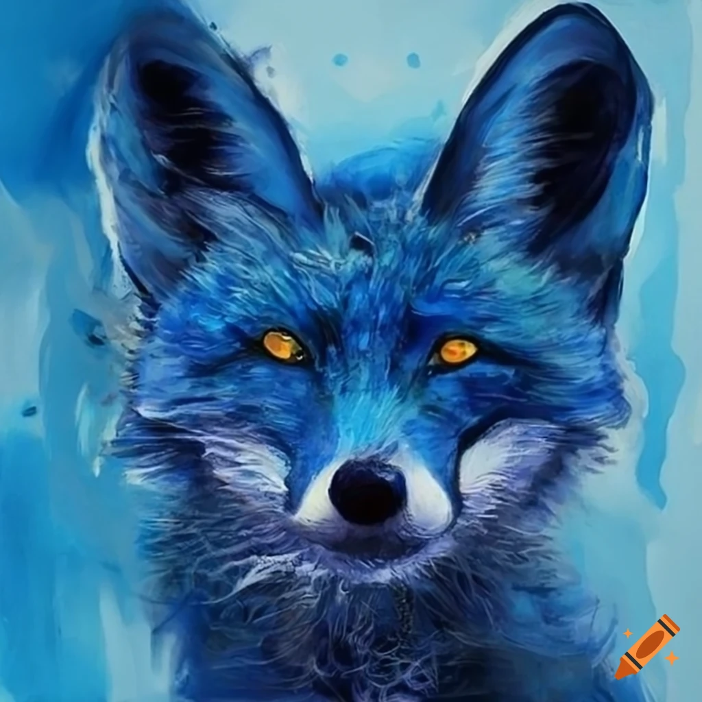 An original abstract artwork of a blue fox
