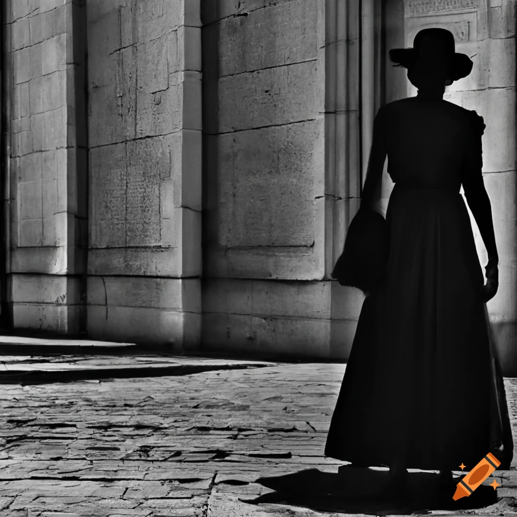 Women in street, shadow, silhouette, black and white photography by ...