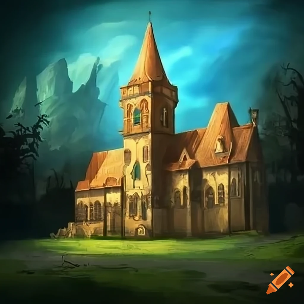 Classic Fantasy, Monastery and Orphanage in a fantasy town on Craiyon