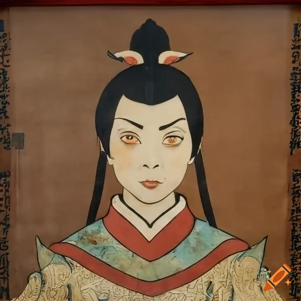 Portrait of azula from avatar in traditional chinese style, aged 22 ...