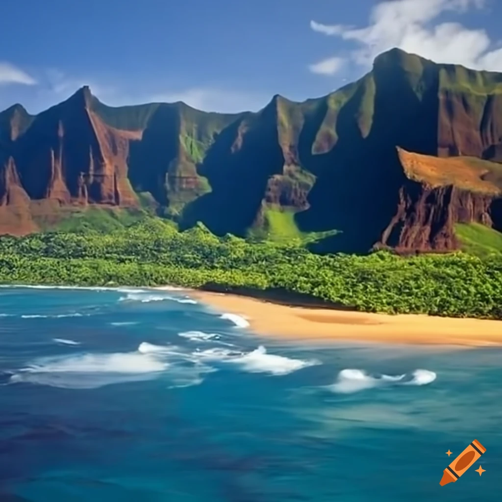 Waimea hawaii seashore on Craiyon