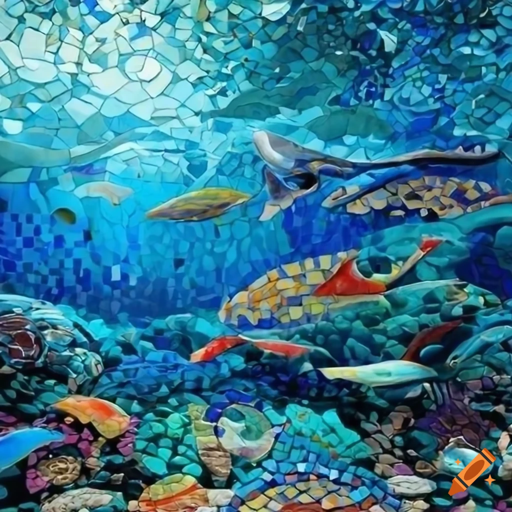 Mosaic ocean mural