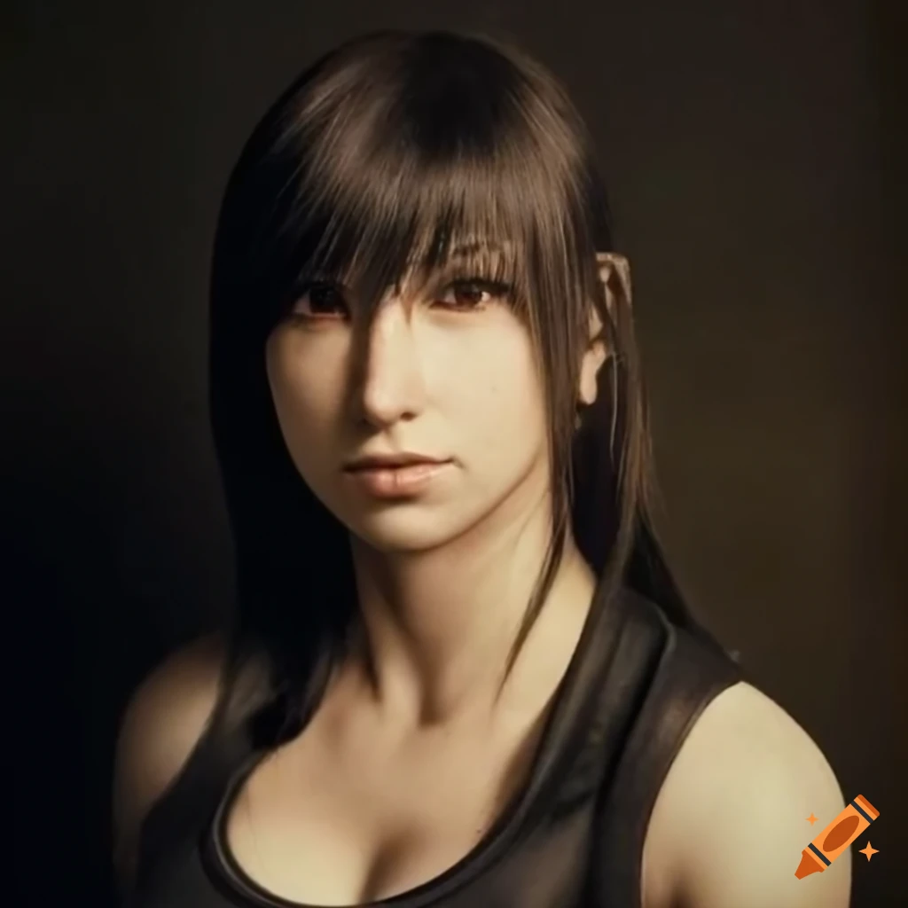 Old and worn photograph, artistic and realistic portrait of Tifa from ...