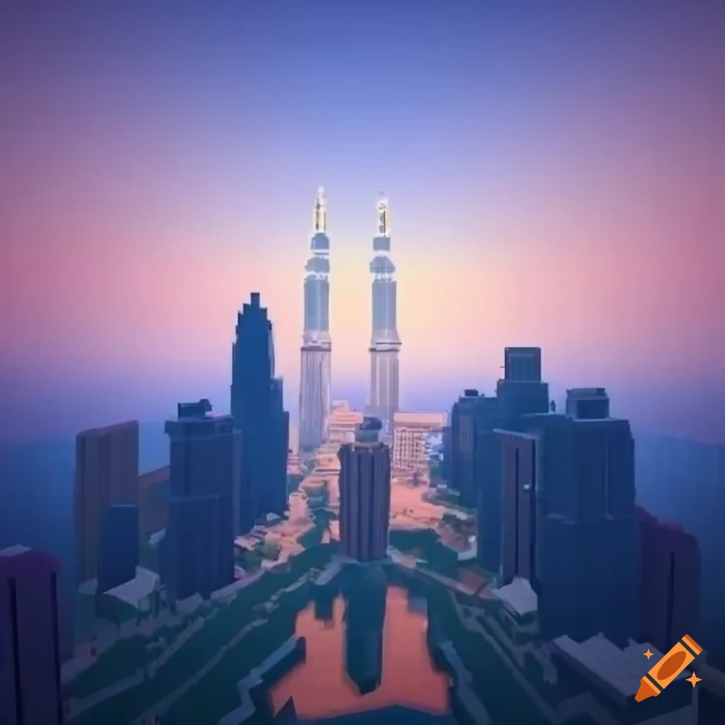 Kuala lumpur panorama in minecraft effect