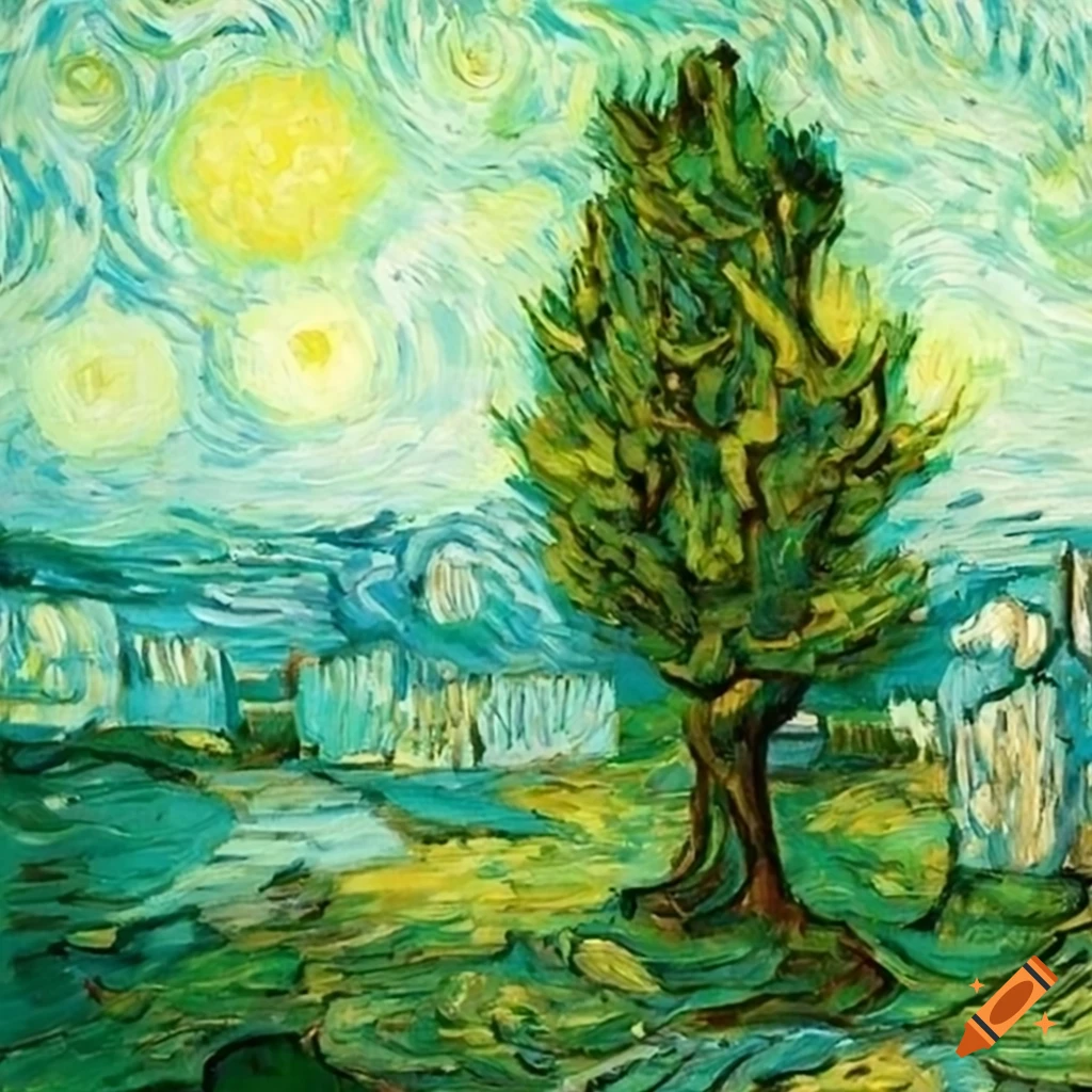 Trees van gogh on Craiyon