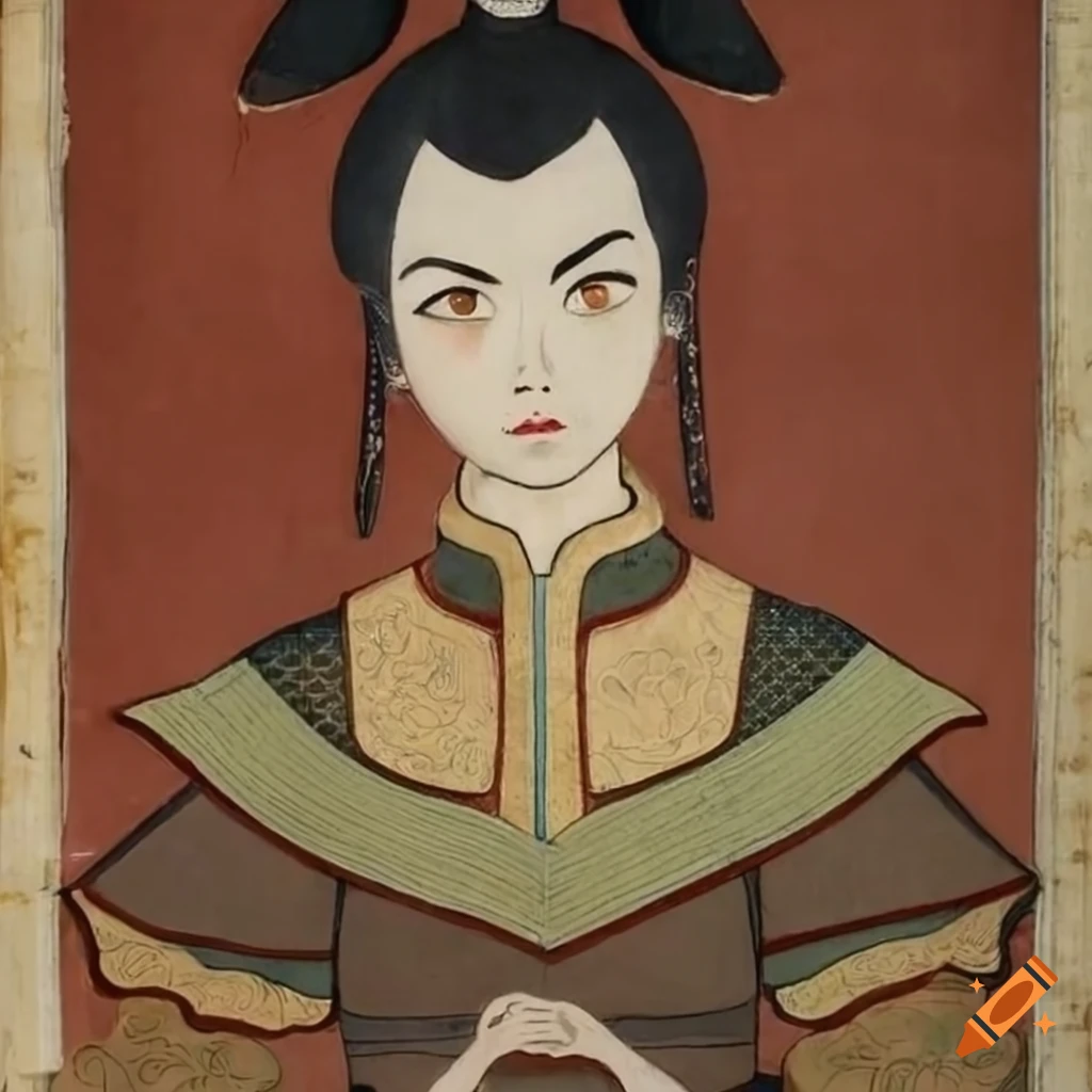Portrait of azula from avatar in traditional chinese style, aged 22 ...