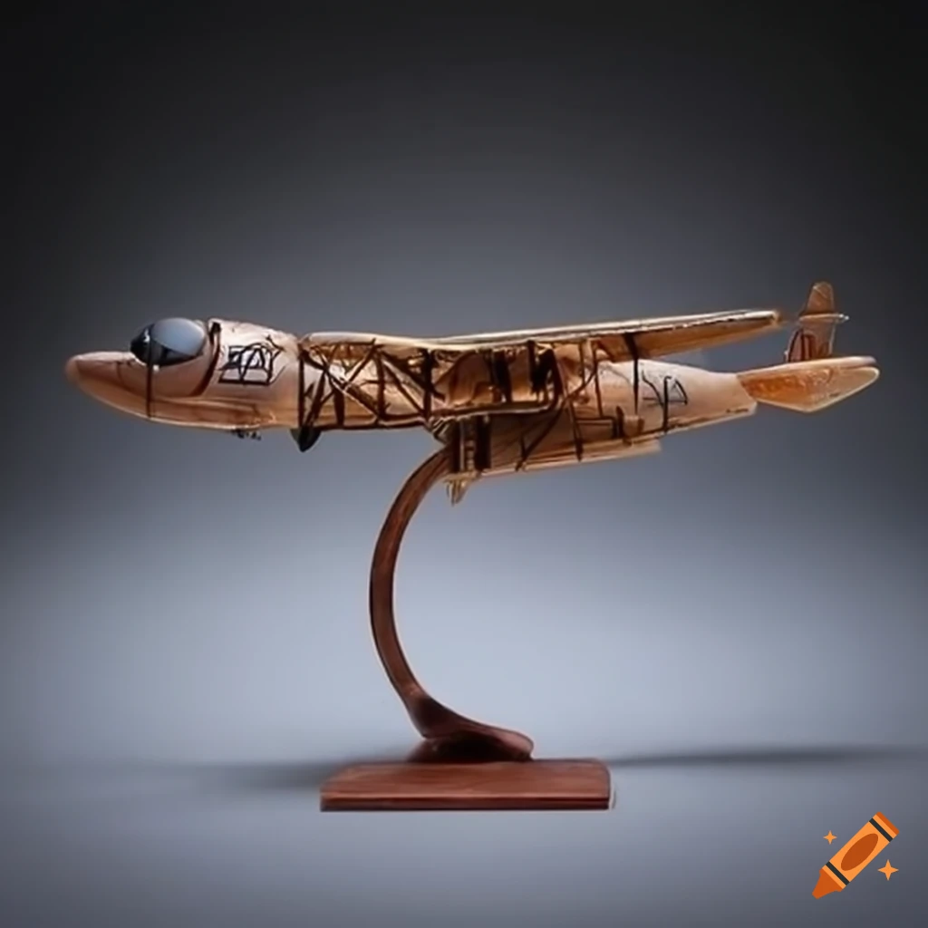 An intricate, surreal airplane model made of bent wire