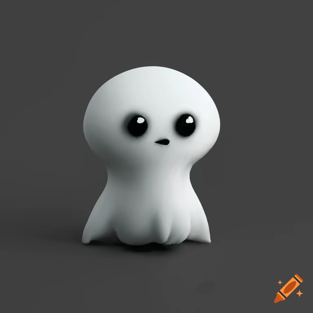 A cute ghost bird with two black legs, monochromatic colors