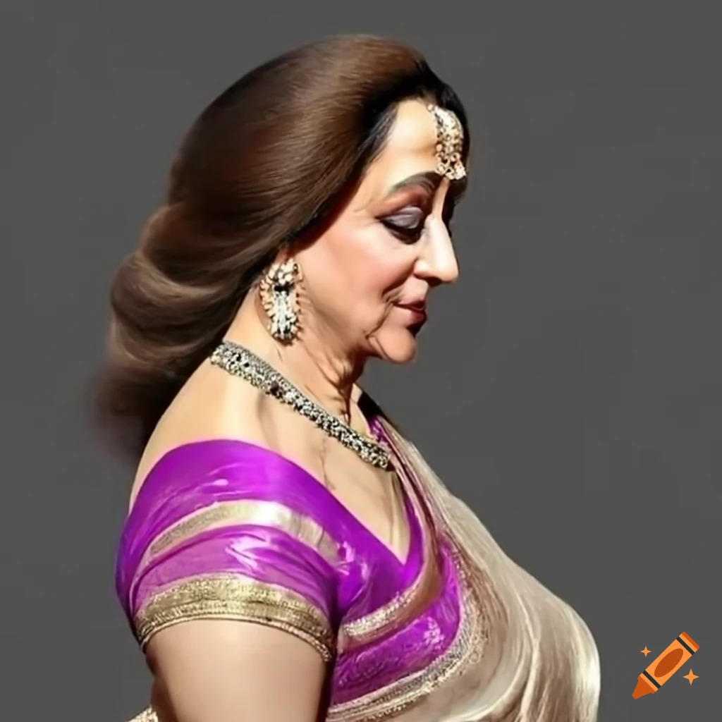 Hema malini,, pony tail., side view on Craiyon