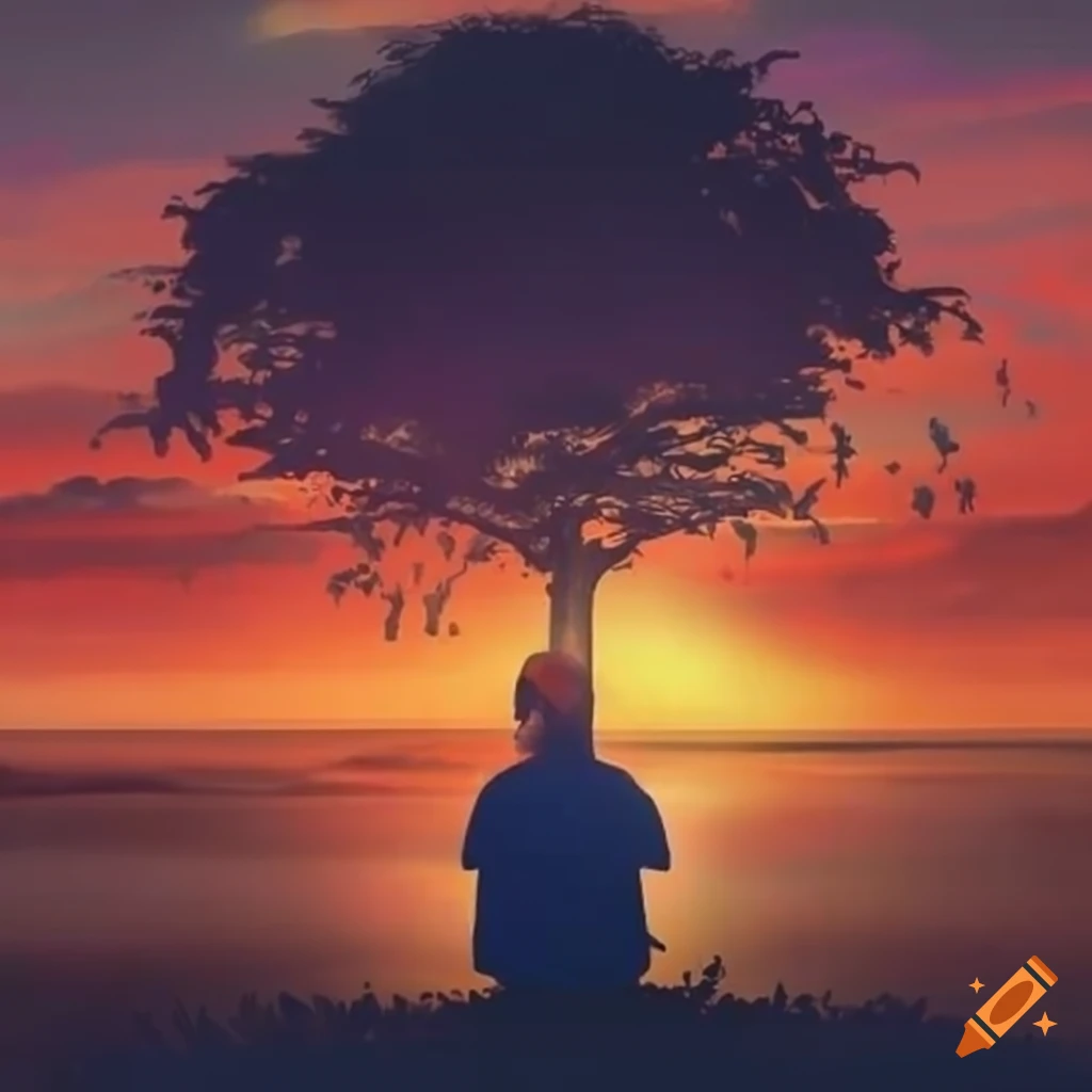 Sitting Under A Tree Sunset