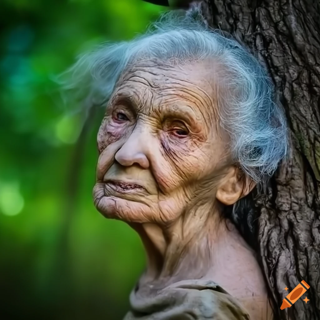 Old woman in tree