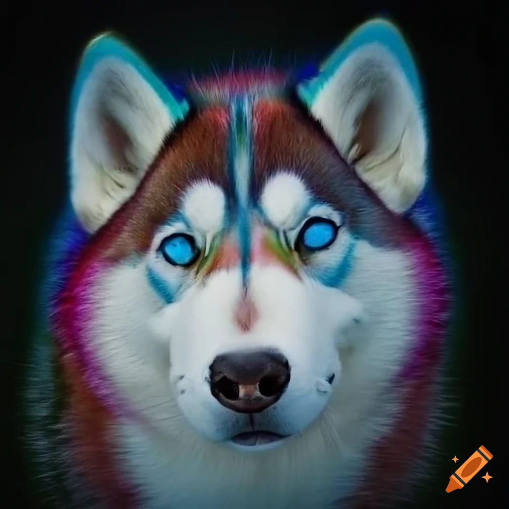 A colorful husky on Craiyon