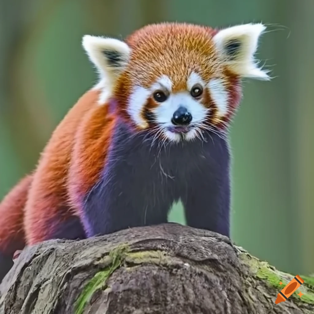 Red panda that is purple and has blue eyes on Craiyon