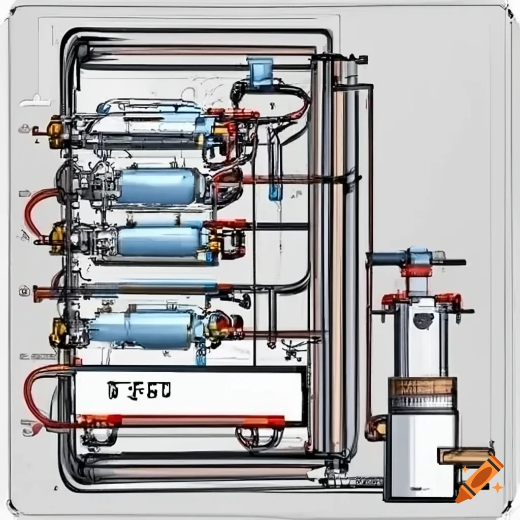 Technical drawing of an hvac system on Craiyon