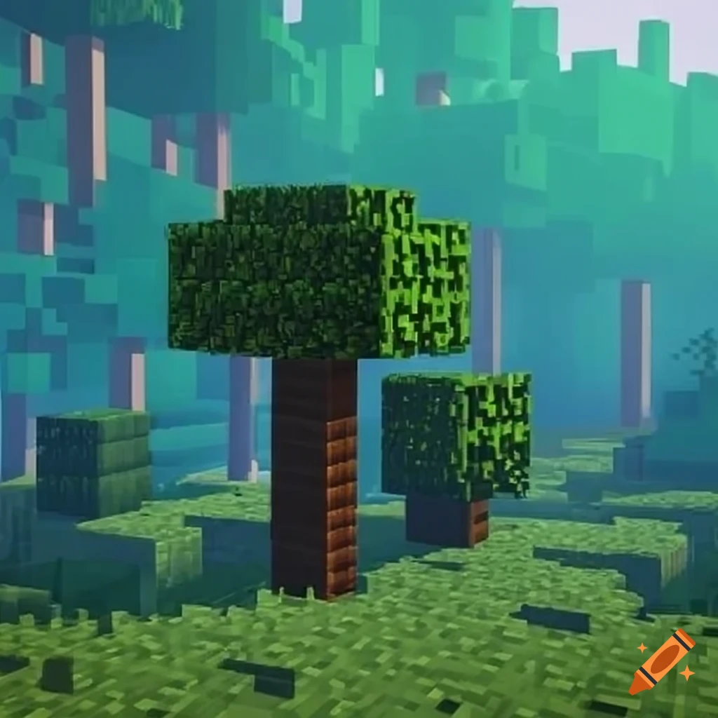 A view of minecraft trees on Craiyon