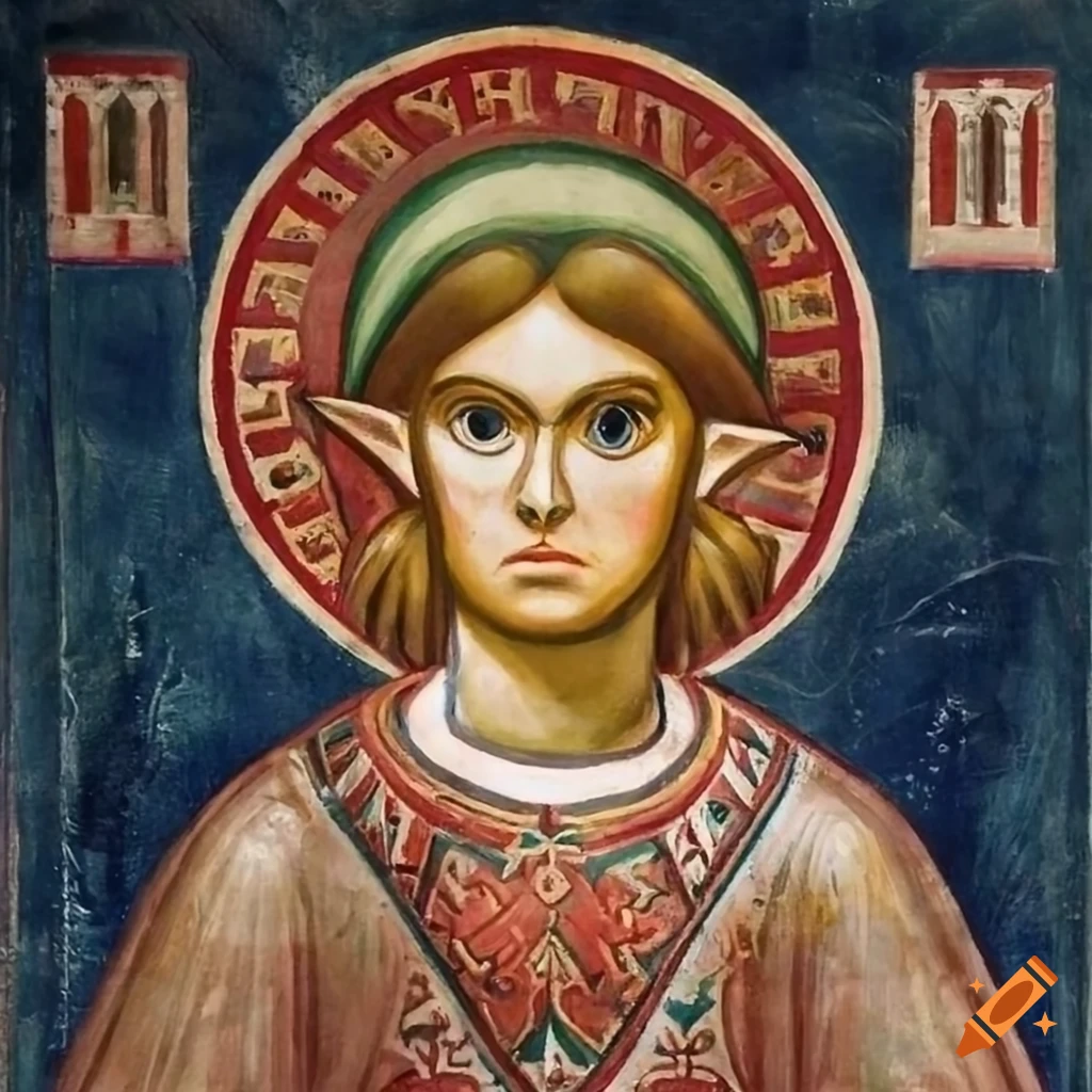 Medieval portrait of link from the legend of zelda, 1322 Tempera on ...