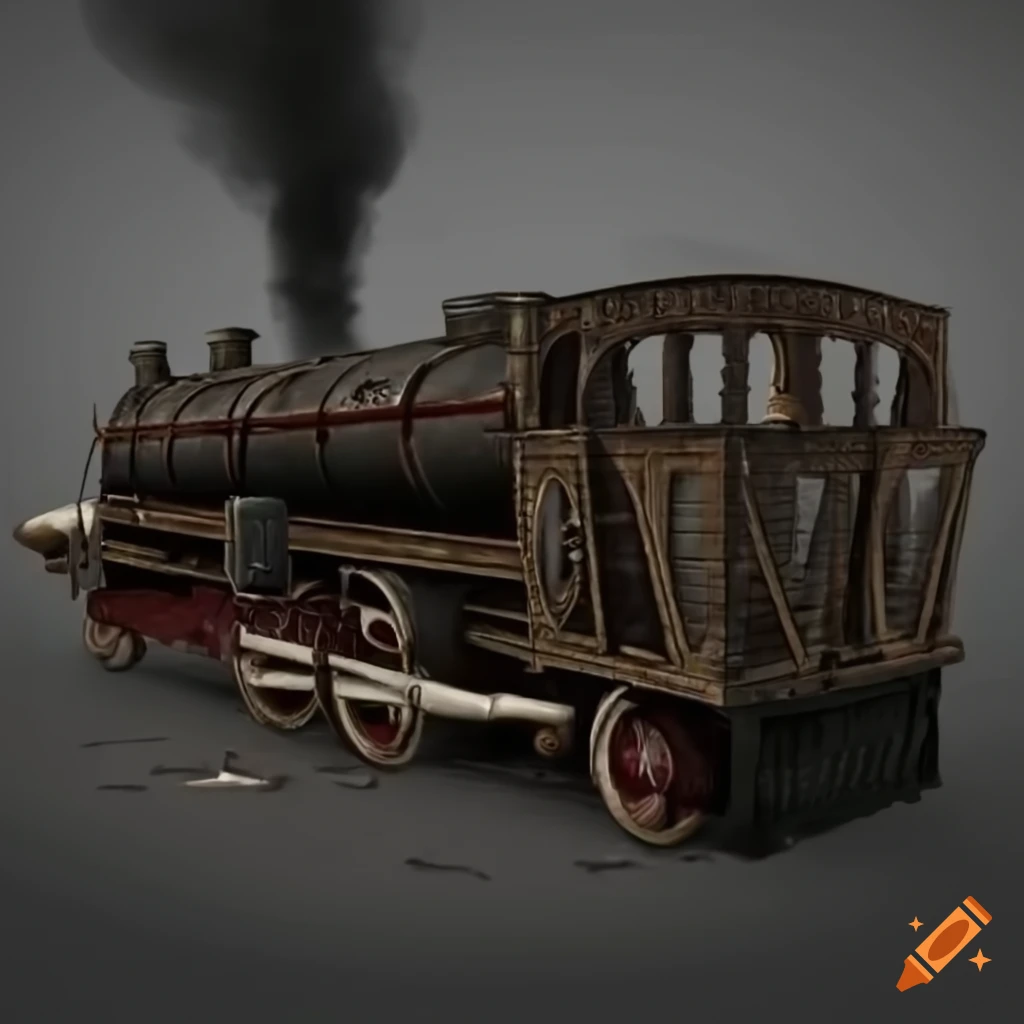 Medieval fantasy, steam locomotive on Craiyon