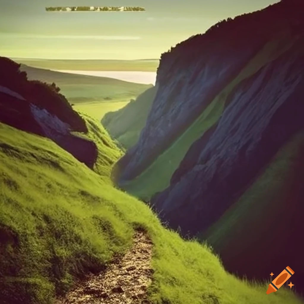 Retro travel poster of Cheddar Gorge's iconic natural landscape on Craiyon