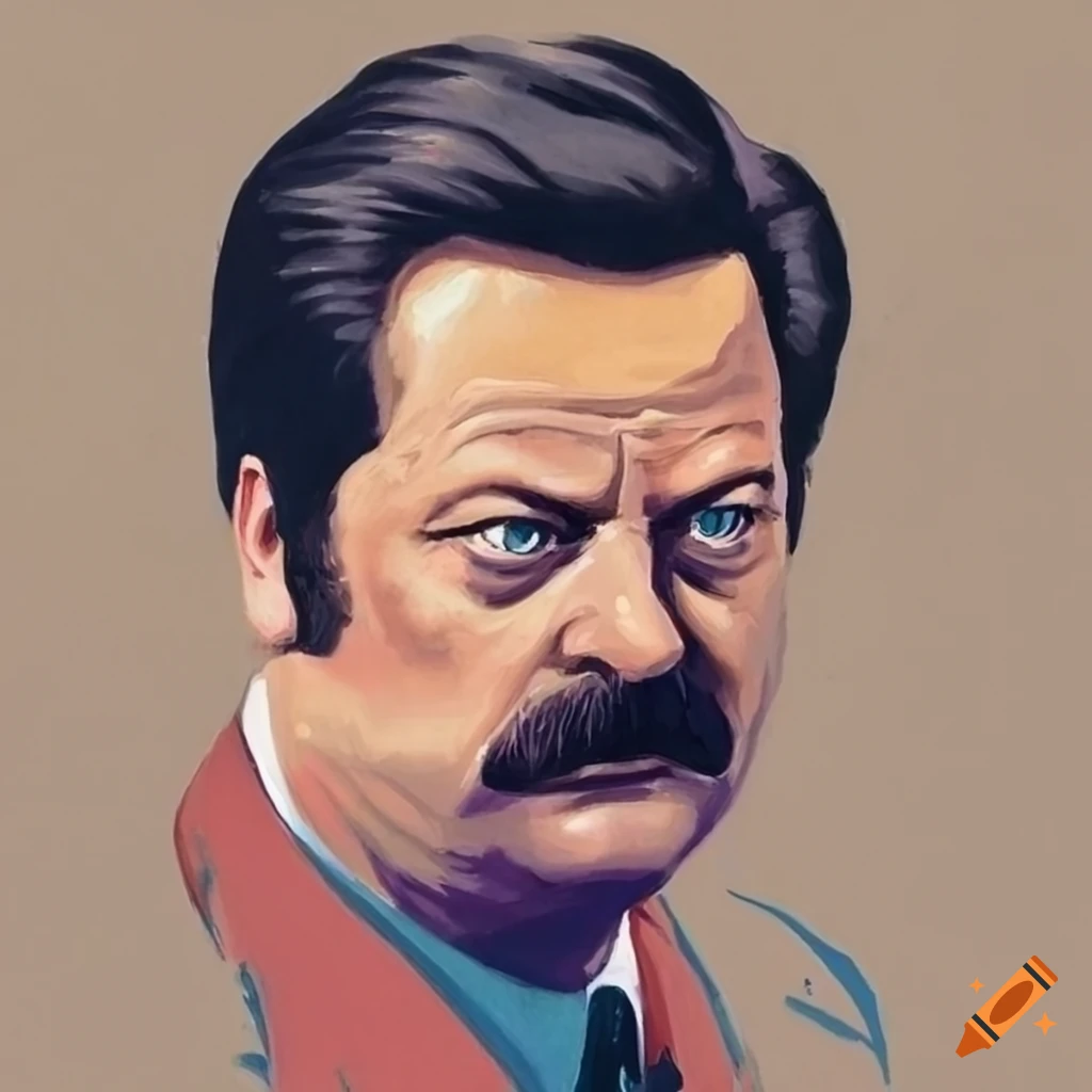 Water color portrait of ron swanson