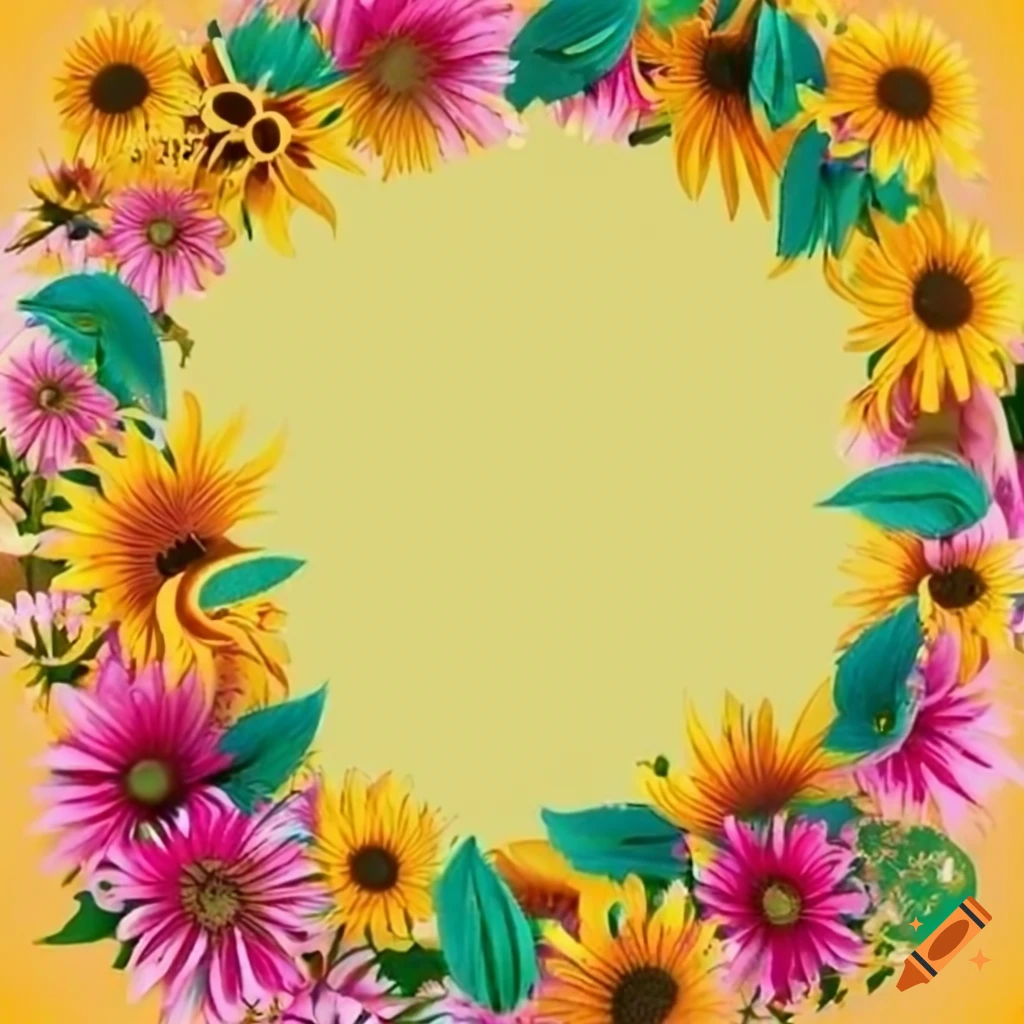 Sun flowers floral round frames
